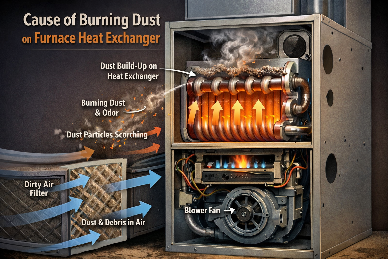 What Causes A Burning Dust Smell When The Furance Comes ON